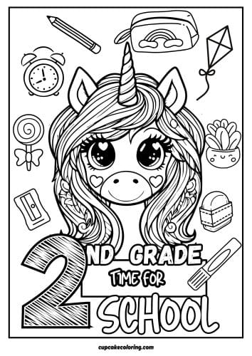 coloring pages for second graders with unicorns - free to print PDF - A4
