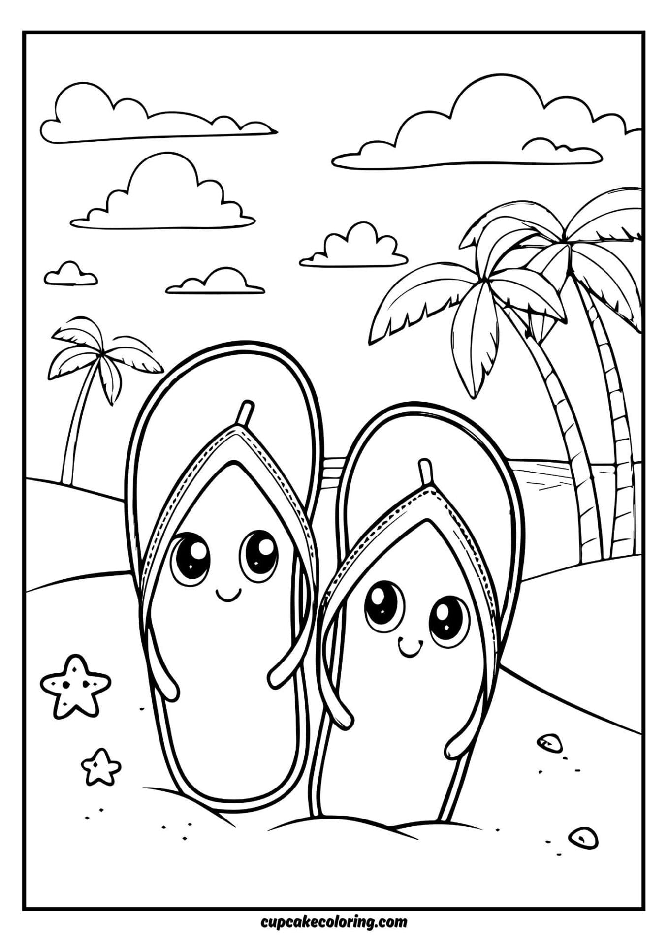 10 Flip flops coloring pages - Free printables - CupcakeColoring