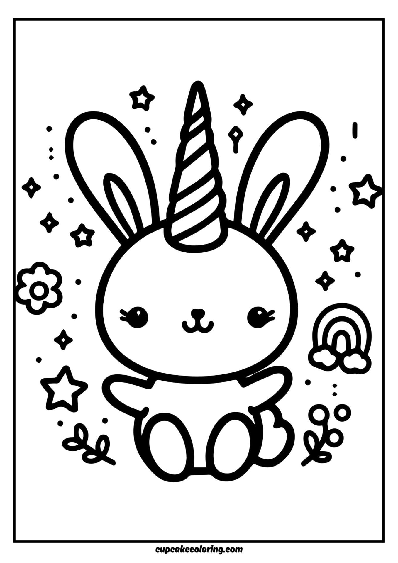 6 bunny unicorn coloring pages - CupcakeColoring
