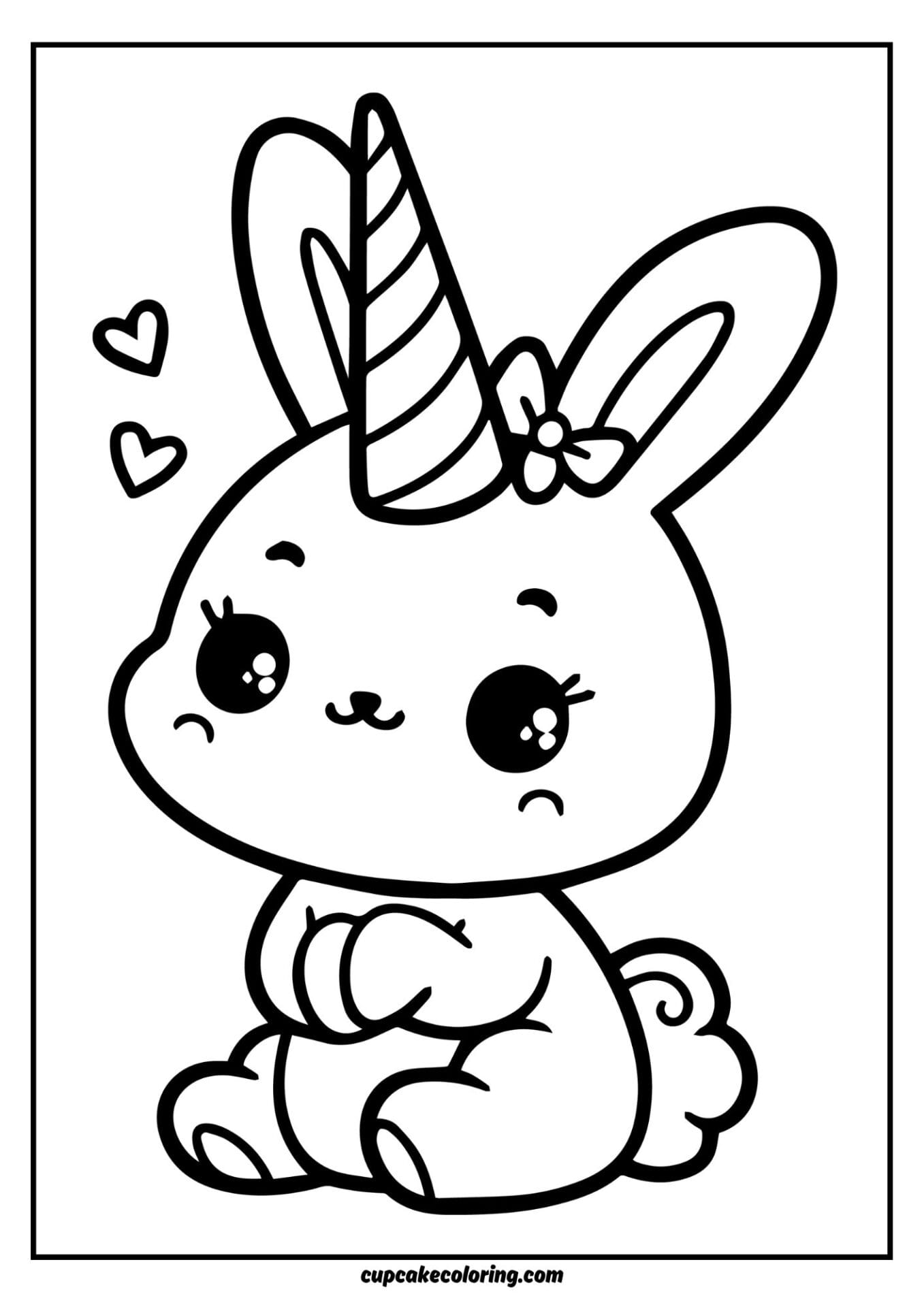 6 bunny unicorn coloring pages - CupcakeColoring