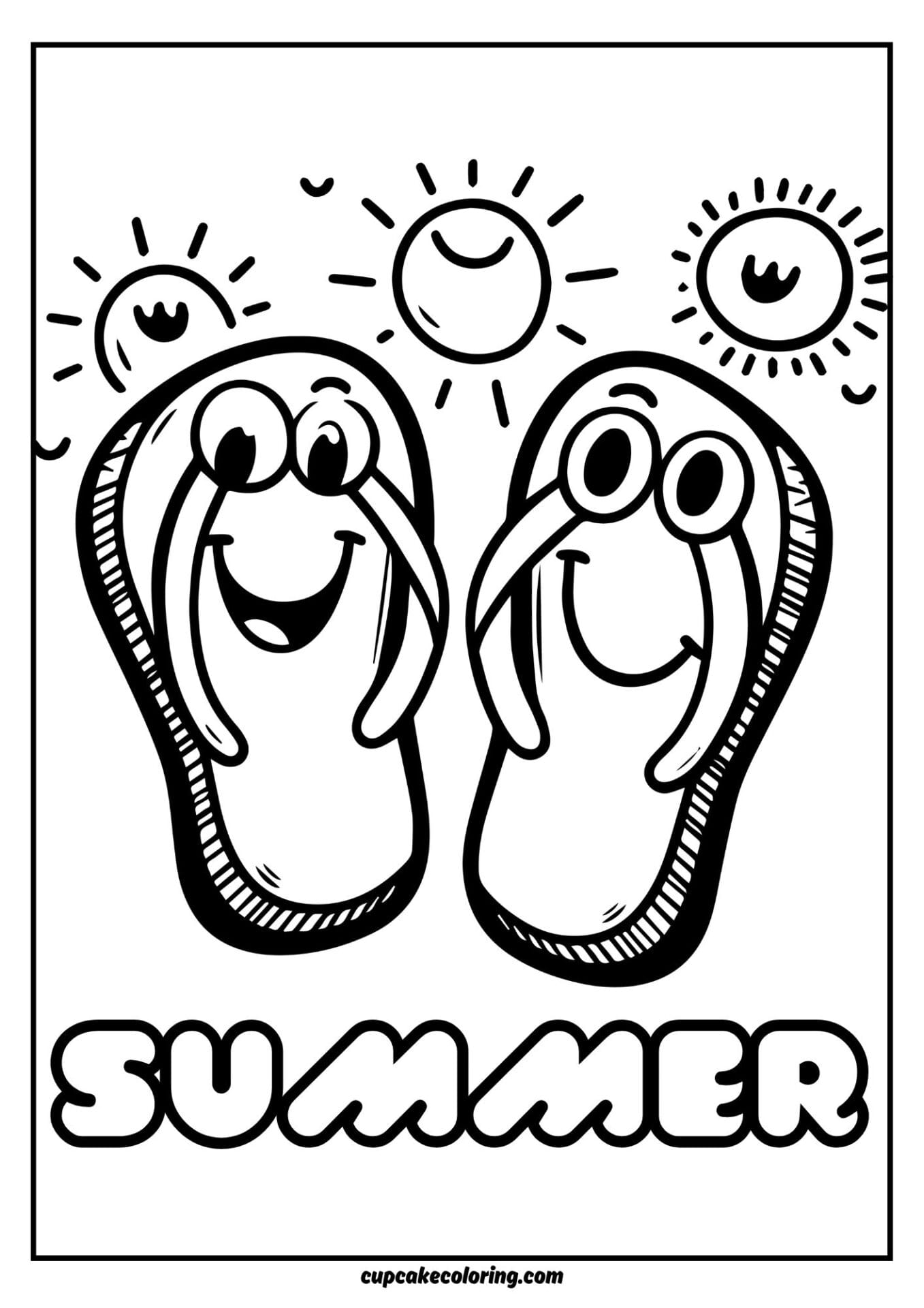 10 Flip flops coloring pages - Free printables - CupcakeColoring