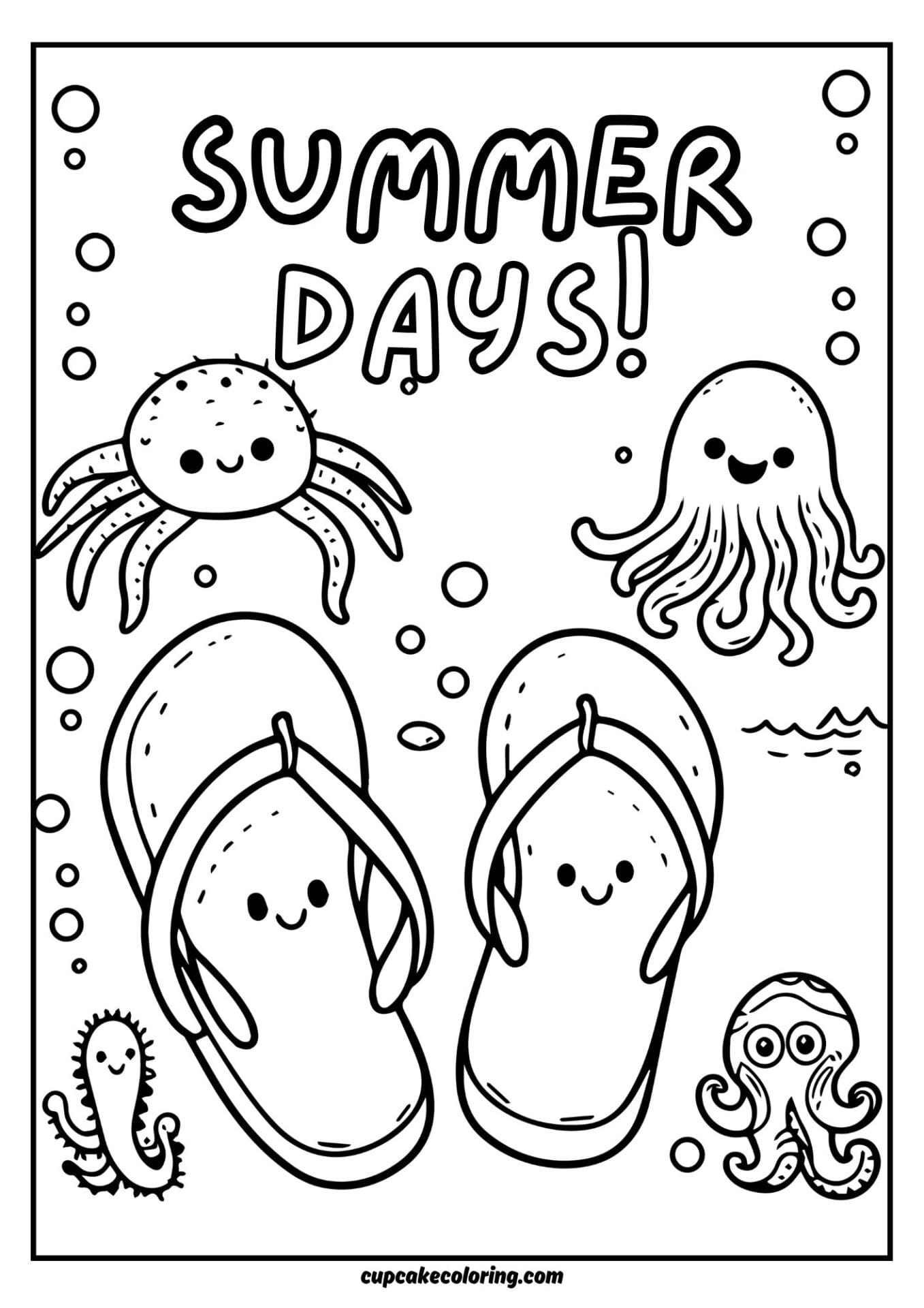 10 Flip flops coloring pages - Free printables - CupcakeColoring