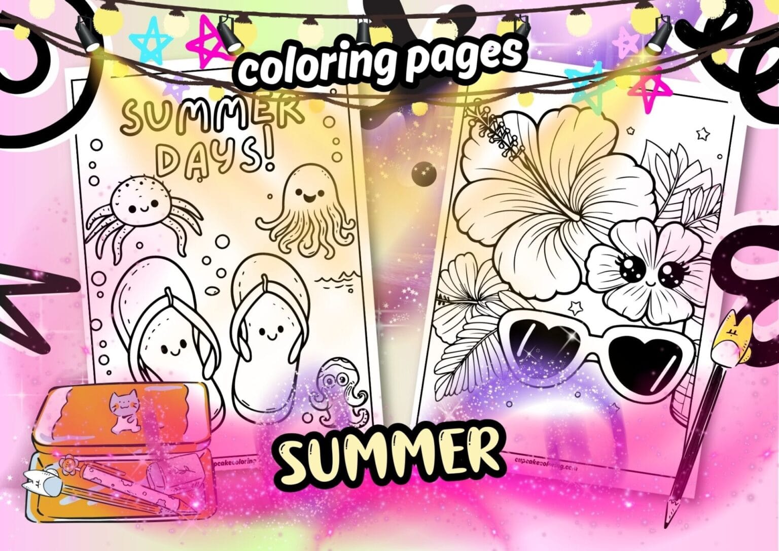 10 Flip flops coloring pages - Free printables - CupcakeColoring